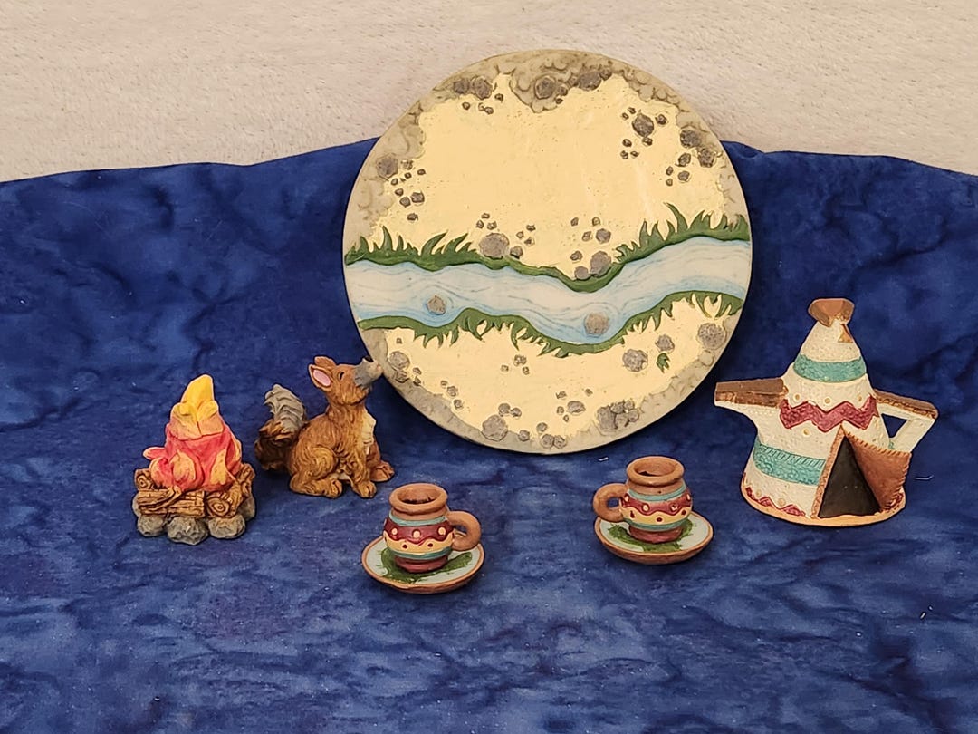 Native American Miniature Tea Set W a Teepee Tea Pot a Fire Creamer ...