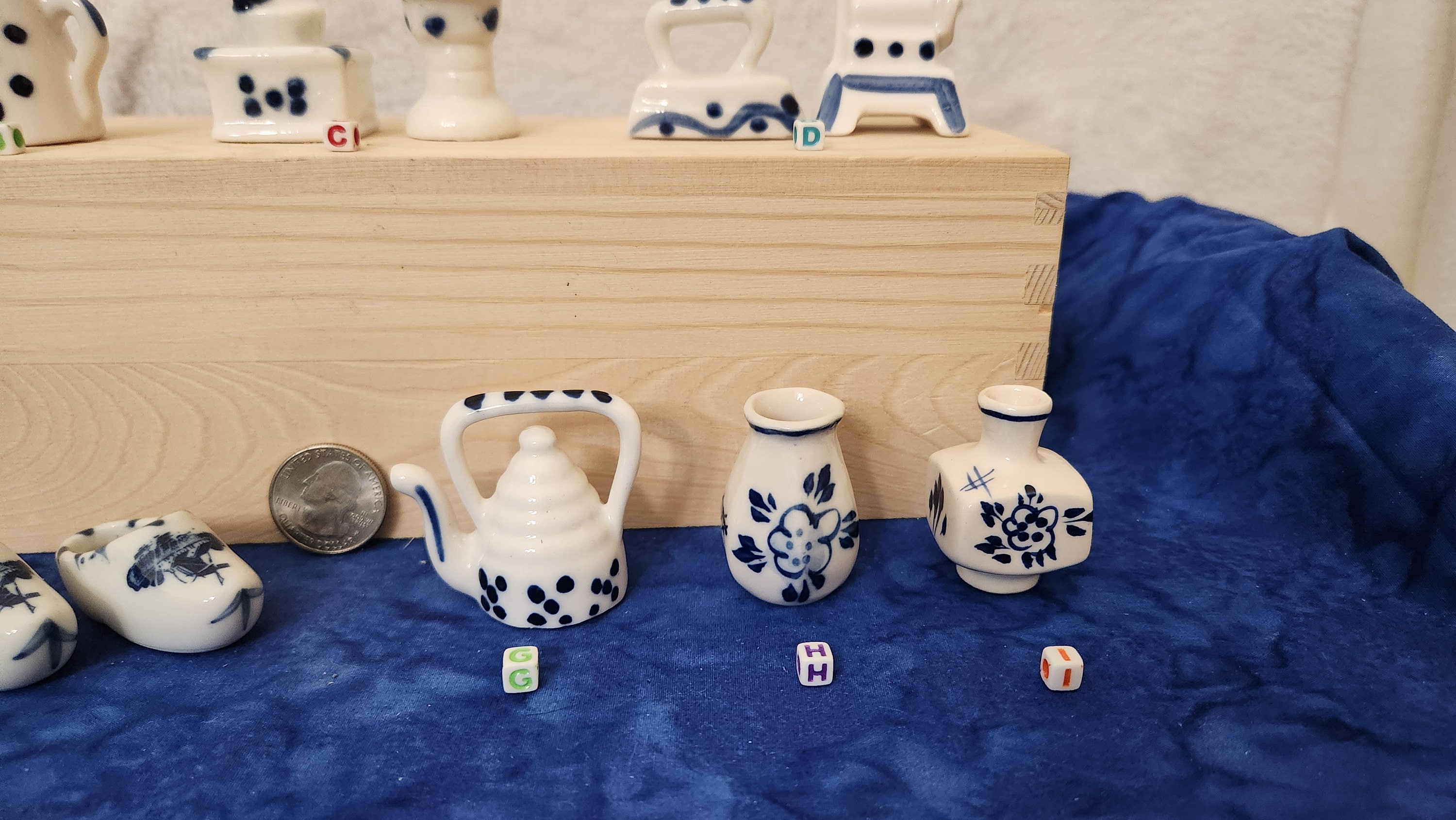 Miniature Delfts Blue and White Figurines Including Panda Vases Dutch ...