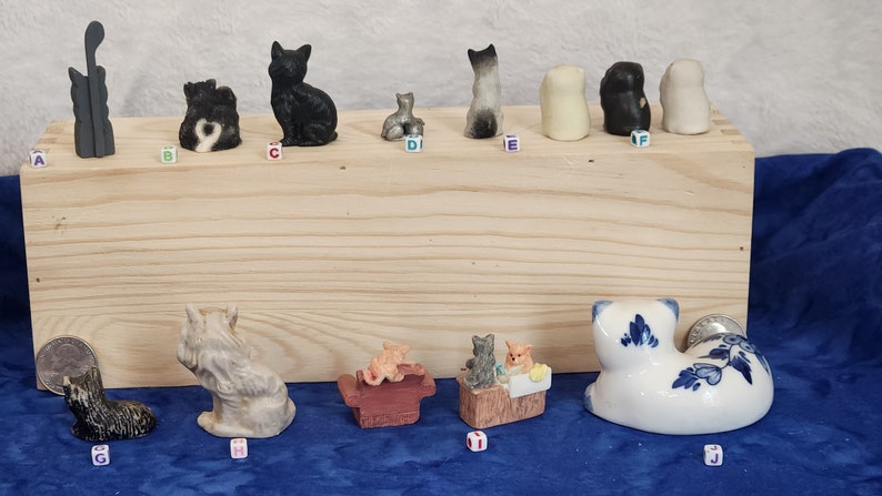Miniature Cats Including Blue White Pewter Stone Thimbles Wooden ...