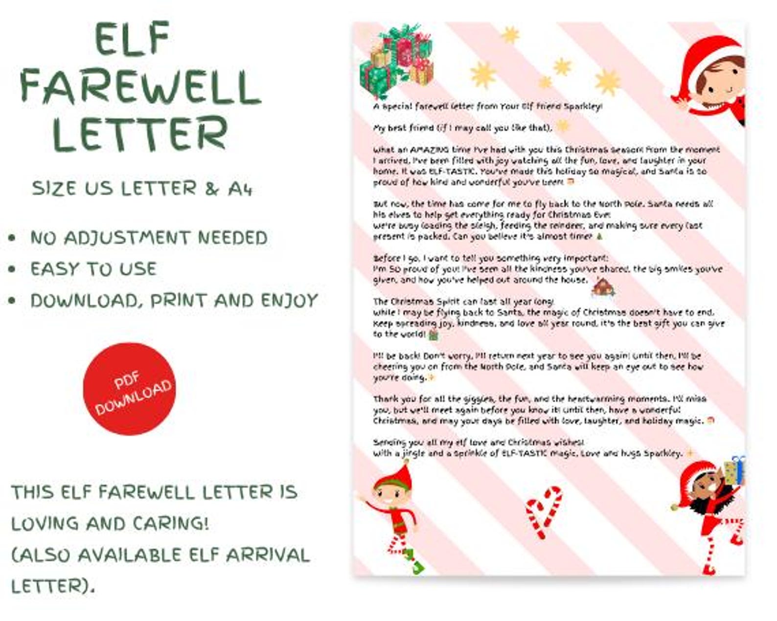 ELF-TASTIC, Elf Letters, Elf Farewell Letter, Elf Goodbye Letter, Elf ...