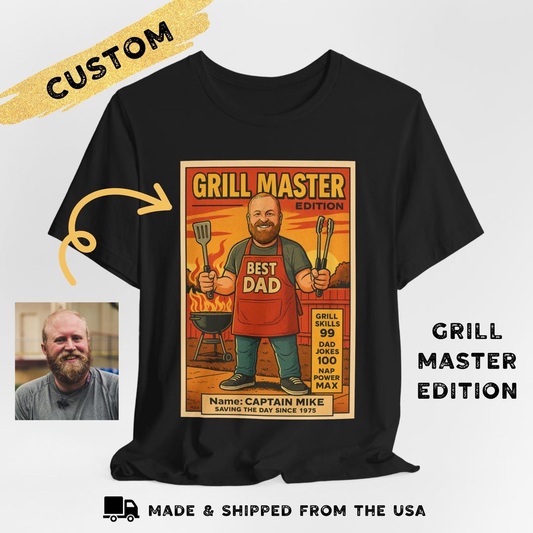 Custom Grill Master Dad Shirt – Personalized Cartoon T-shirt – Funny ...