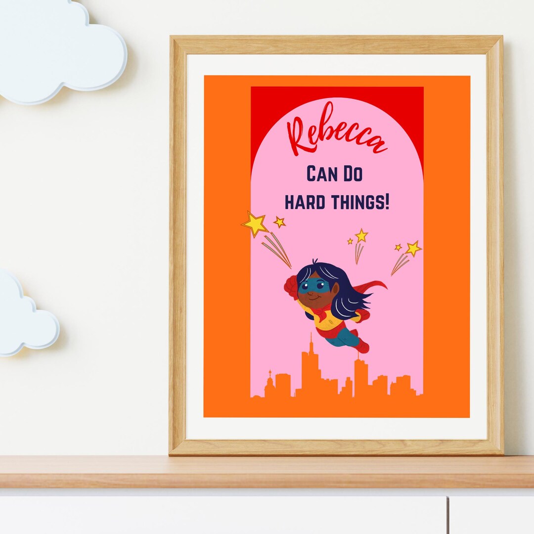 Personalized Growth Mindset Poster for Kids Custom Name Wall Art ...