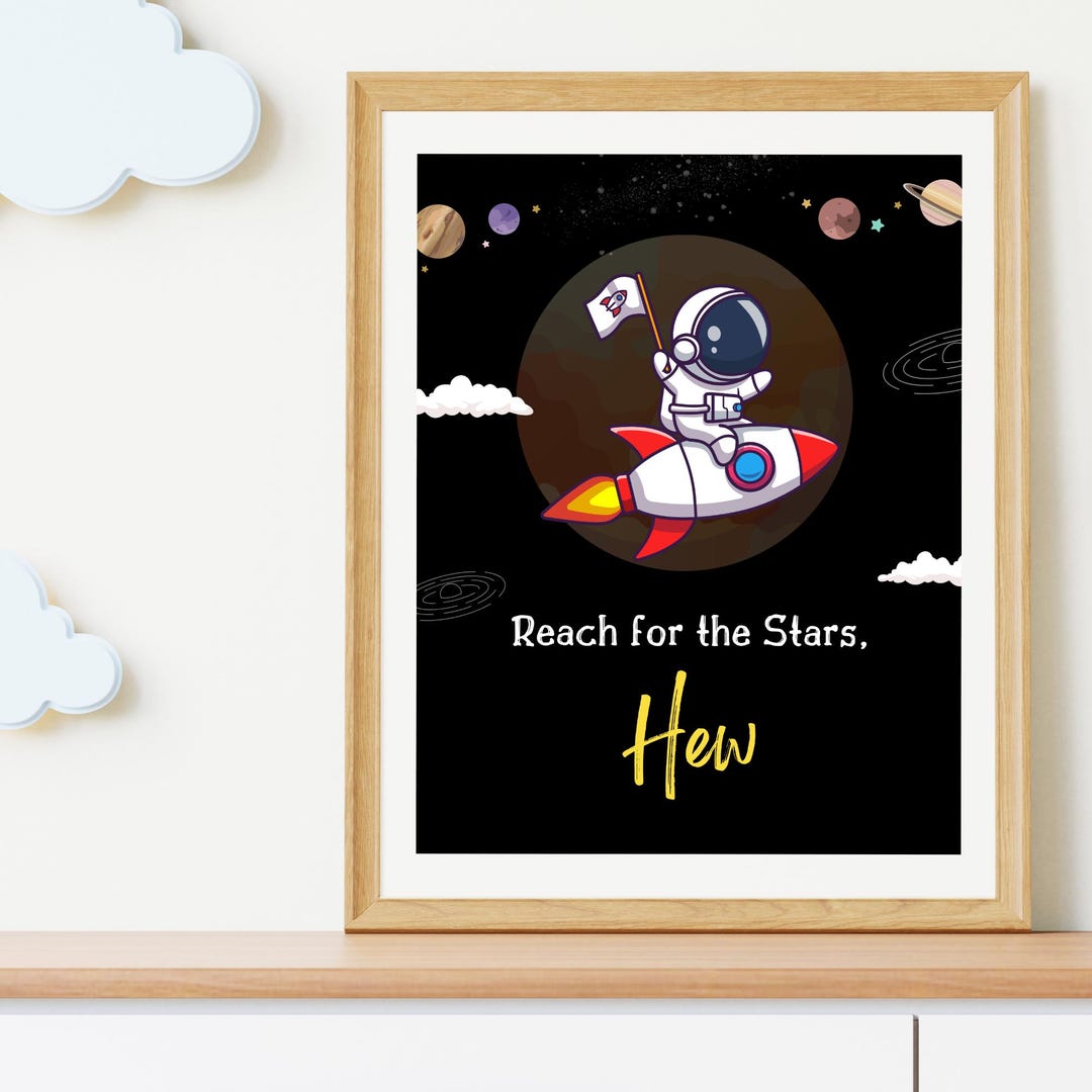 Personalized Growth Mindset Poster for Kids, Reach for the Stars ...