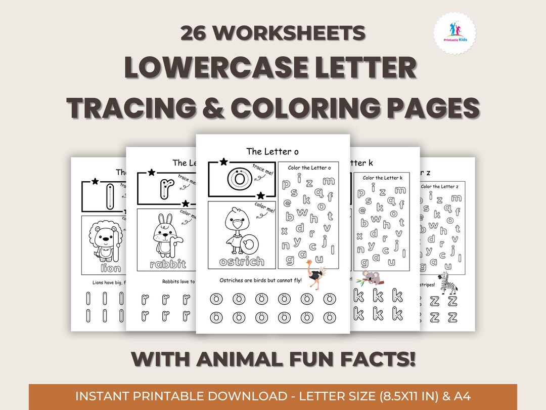 Lowercase Letter Tracing & Coloring Pages Printable Worksheets for ...