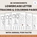 Lowercase Letter Tracing & Coloring Pages Printable Worksheets for ...