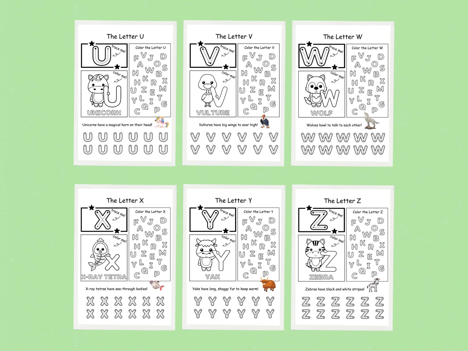 Alphabet Tracing & Coloring Pages Fun Printable Worksheets for Letter ...