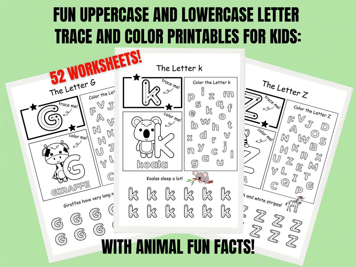 Alphabet Tracing & Coloring Pages Fun Printable Worksheets for Letter ...
