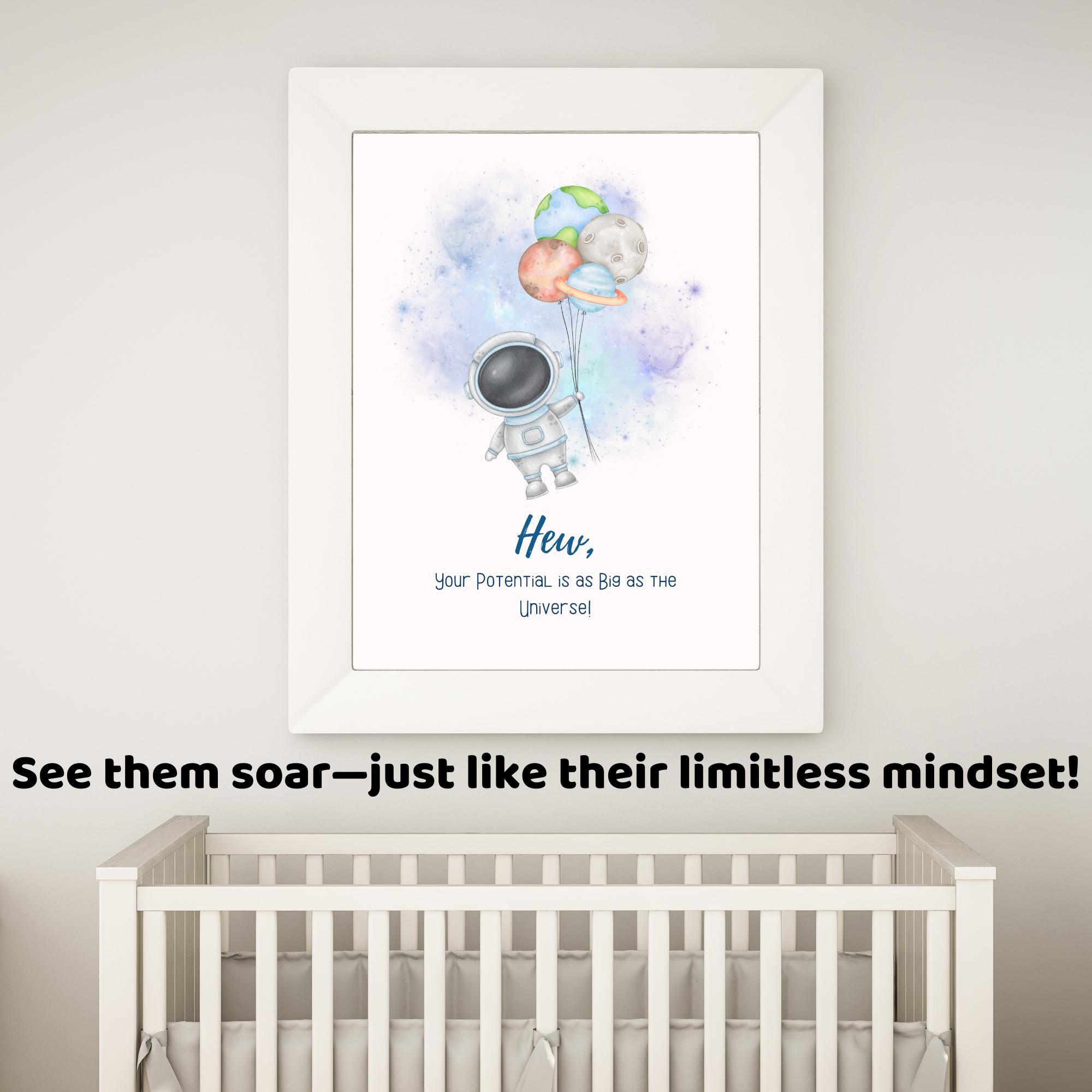 Personalized Growth Mindset Poster for Kids, Astronaut Wall Decor ...