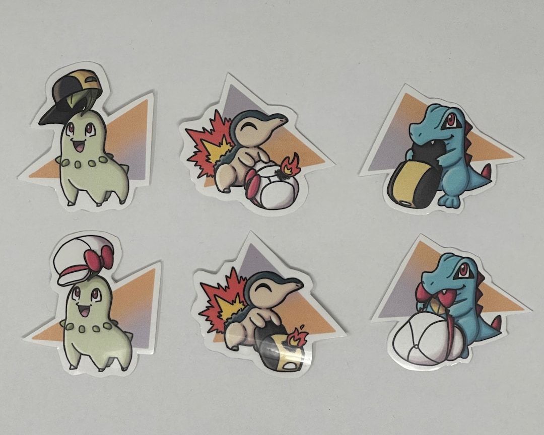 Waterproof Pokemon Stickers Generation 2 Pokemon Starters With Trainer ...
