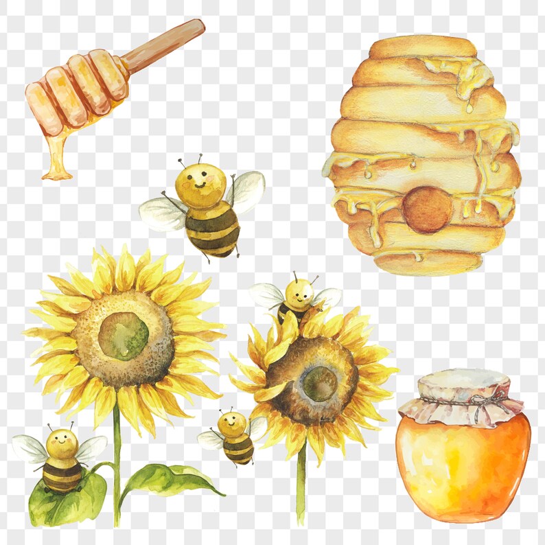 Bee Watercolor Elements Set, PNG, Digital Download - Etsy