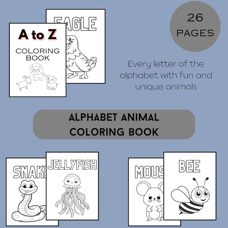 A to Z Animal Coloring Book - Etsy