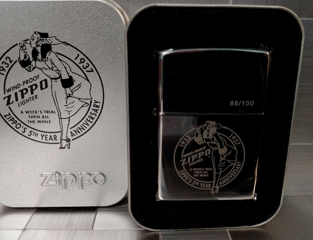Zippo Limited Edition Windy 1932 1937 5th Anniversary 88/100 Black Ice ...