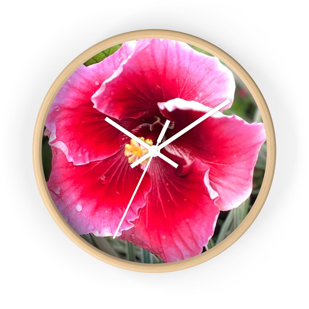 Stunning Pink Flower Wall Clock Decor Hibiscus Clock Accent - Etsy