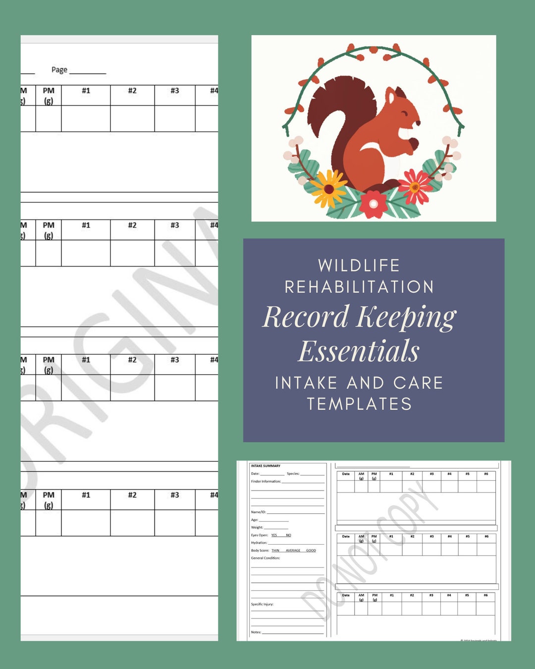 Wildlife Rehab Intake Form: Squirrel & Animal Care Record (templates ...
