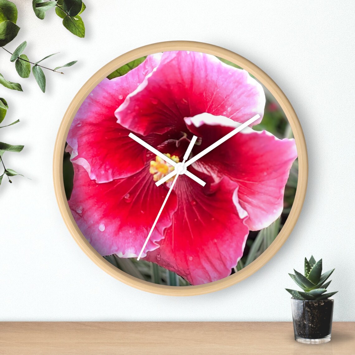 Stunning Pink Flower Wall Clock Decor Hibiscus Clock Accent - Etsy