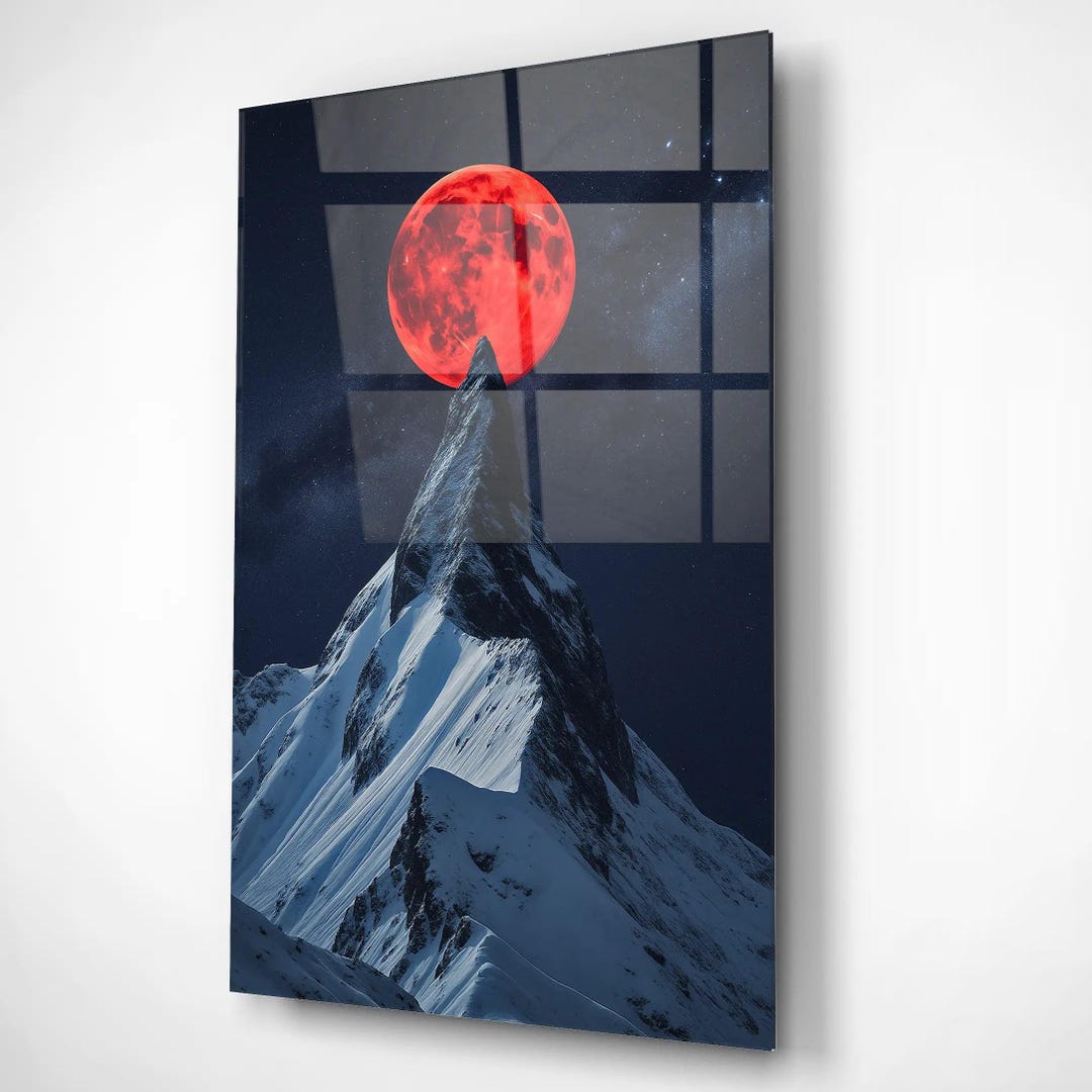 Blood Moon Ascent Glass Wall Art – Vibrant Abstract Acrylic Print ...