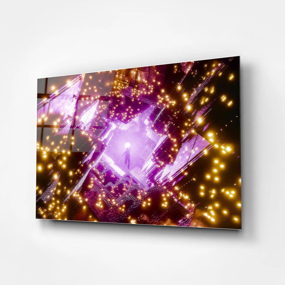 Astronaut’s Chase Glass Poster | Glass Acrylic Wall Art | Modern Space ...