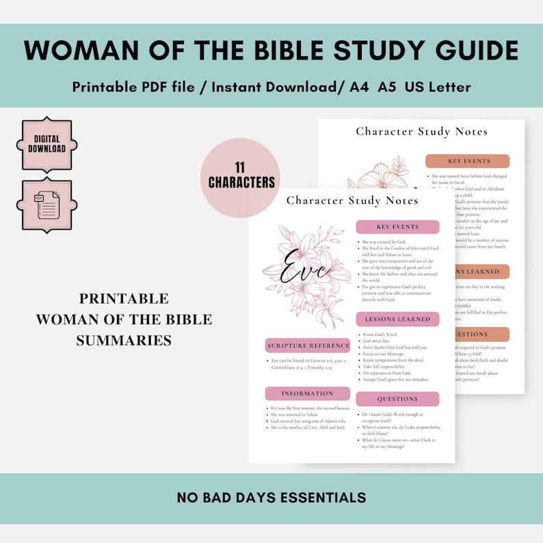 Women of the Bible Character Study Guide Printable Character Sheet ...