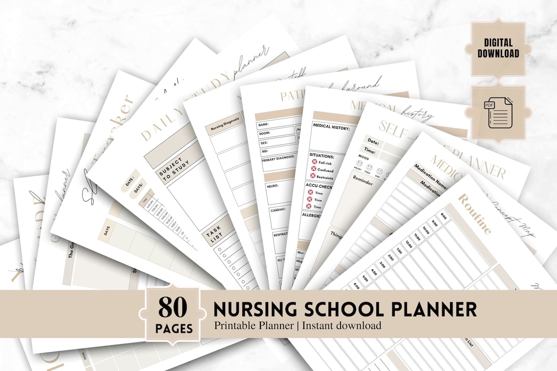 Nursing School Planner for Nurse Digital Planner Nursing Planner for ...