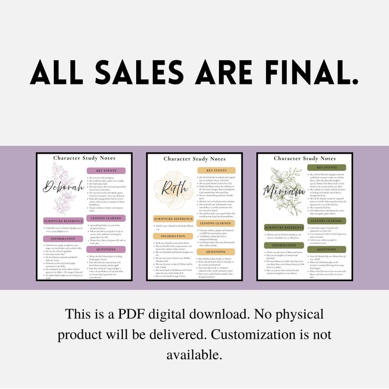 Women of the Bible Character Study Guide Printable Character Sheet ...