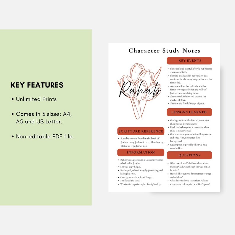 Women of the Bible Character Study Guide Printable Character Sheet ...