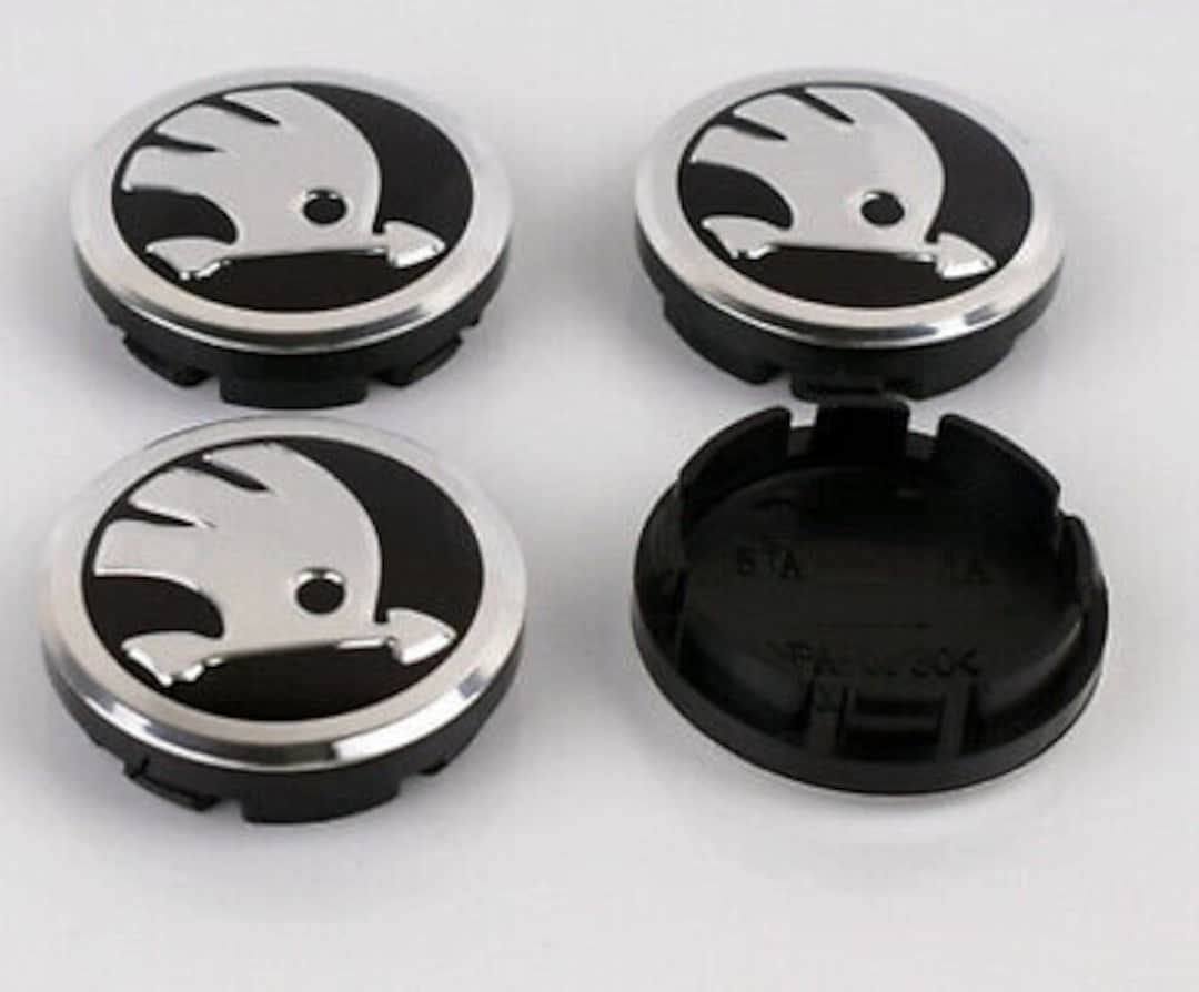 4x SKODA Wheel Centre Cap Hub Alloy New Center Cap 65mm Black / Chrome ...