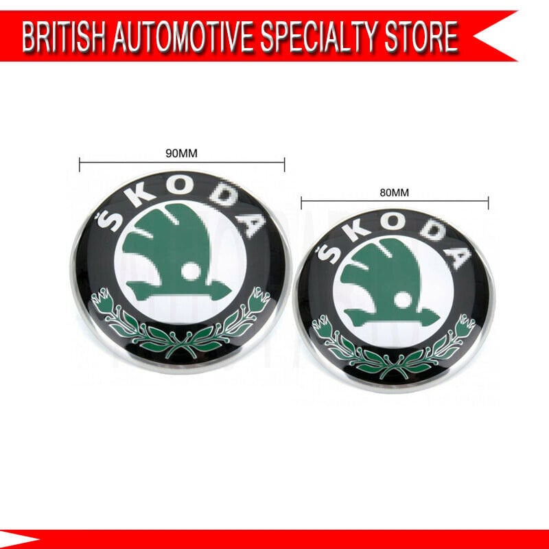 SKODA Car Front Rear Behind Grille Badge Emblem 3D Metal Stickers, for ...
