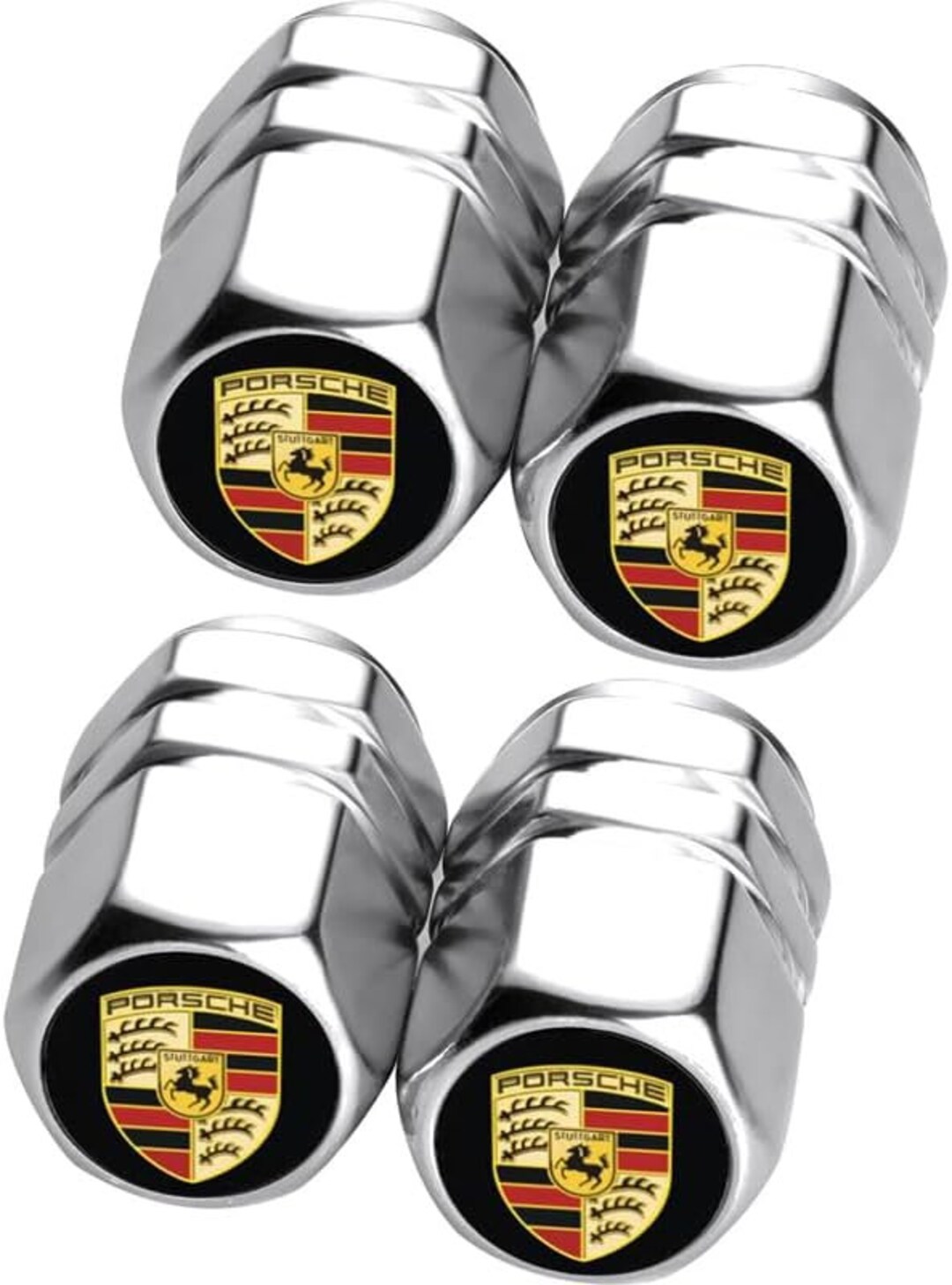 4 X PORSCHE Silver Tyre Valve Caps Suitable for PORSCHE Series ...