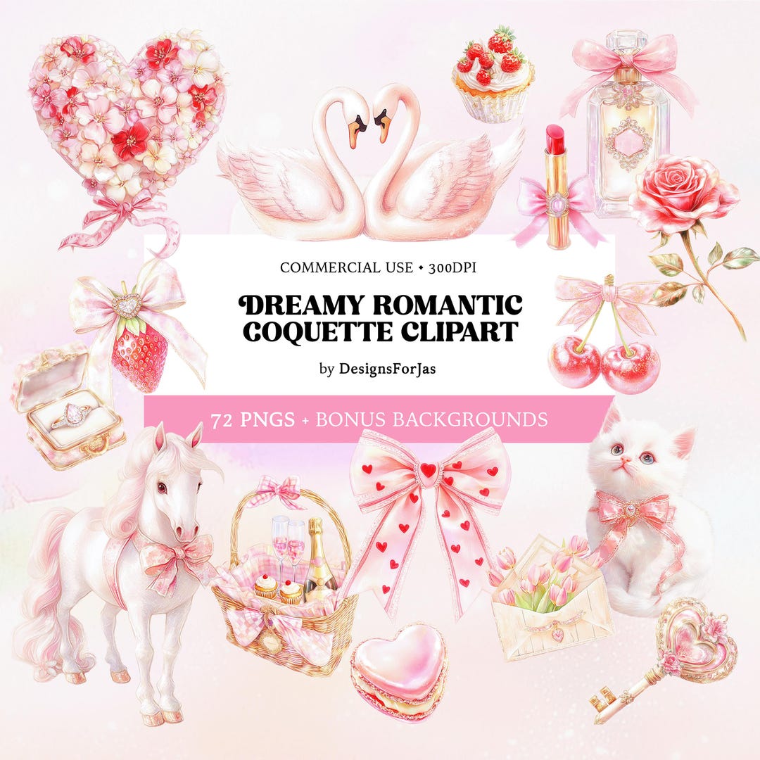 Coquette Valentines Clipart Coquette Pastel PNG Soft Girl Cute Vintage ...