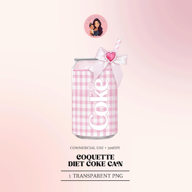 Coquette Diet Coke Can PNG: Pink Gingham Bow Clipart (digital Download ...
