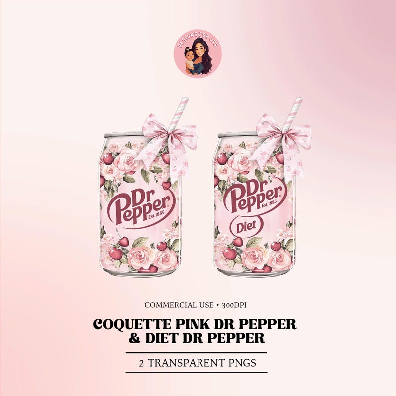 Lata de Dr Pepper Coquette PNG: Lazo rosa (Descarga digital) - Etsy España