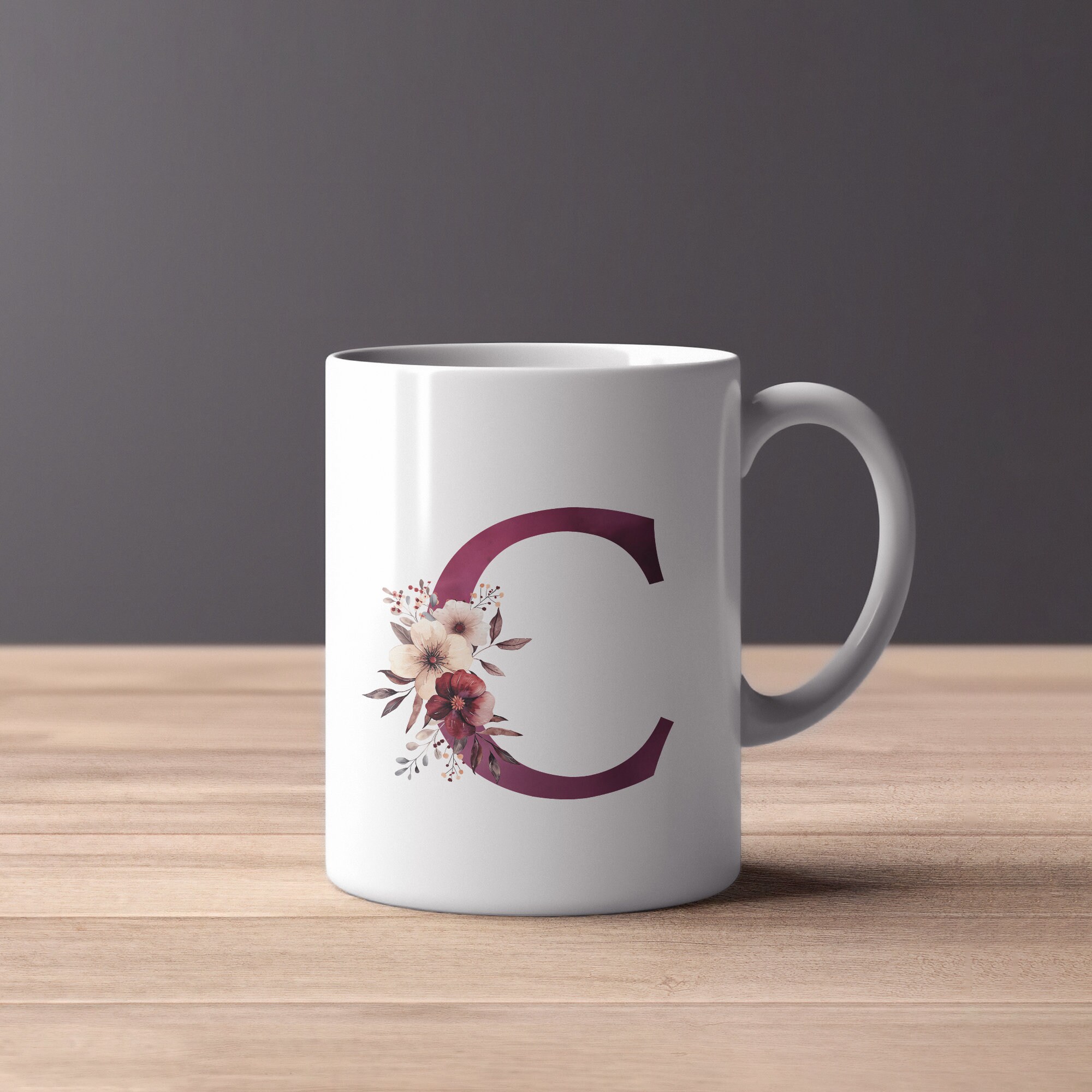 Burgundy Floral Alphabet & Numbers Clipart, Watercolor Floral Alphabet ...