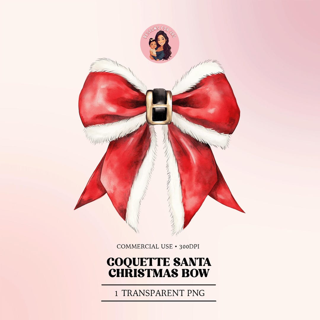 Coquette Christmas Bow PNG Santa Bow Christmas Clipart Girly Christmas ...