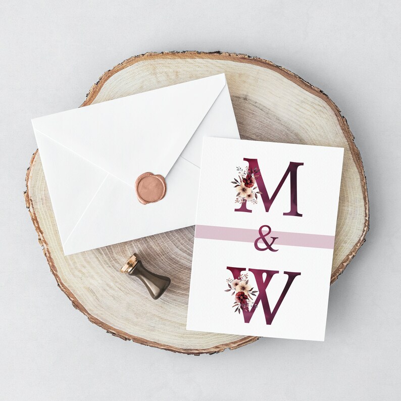 Burgundy Floral Alphabet & Numbers Clipart, Watercolor Floral Alphabet ...