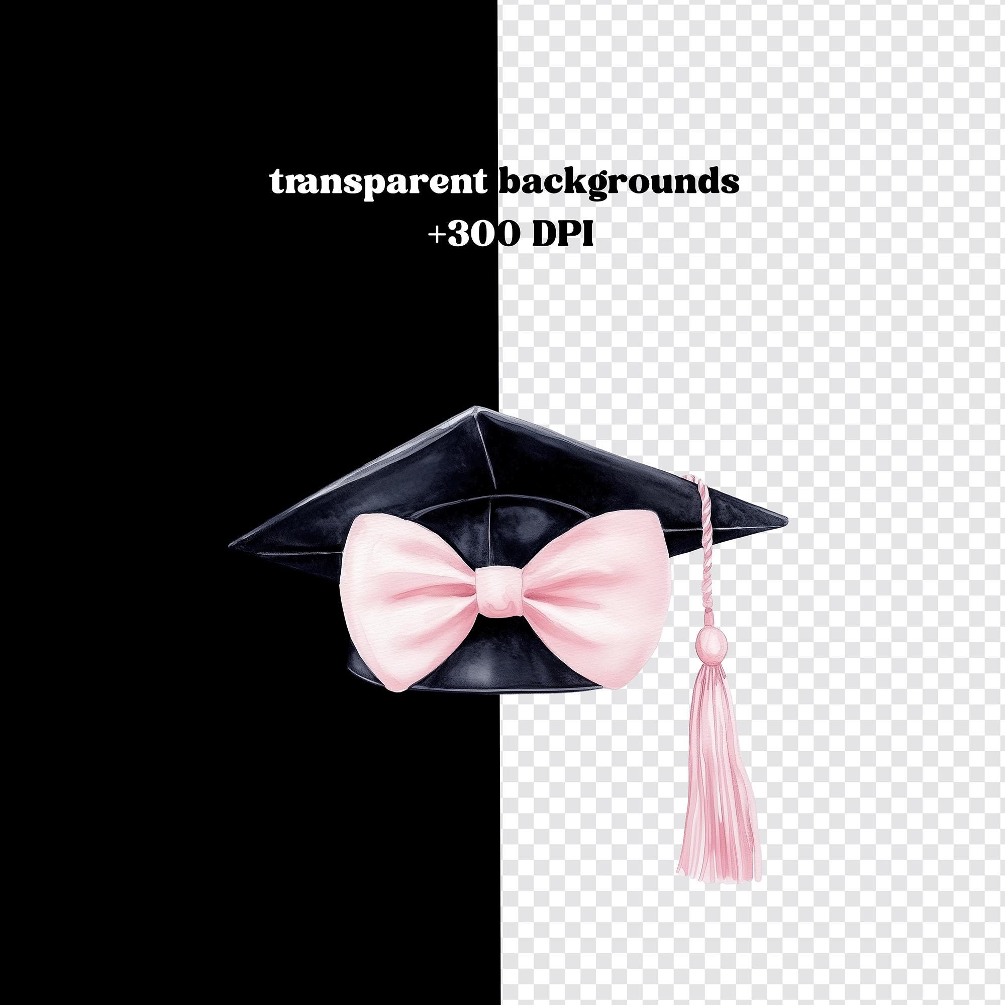 Coquette Graduation Clipart: Pink Grad Caps, Diplomas (PNG Digital ...