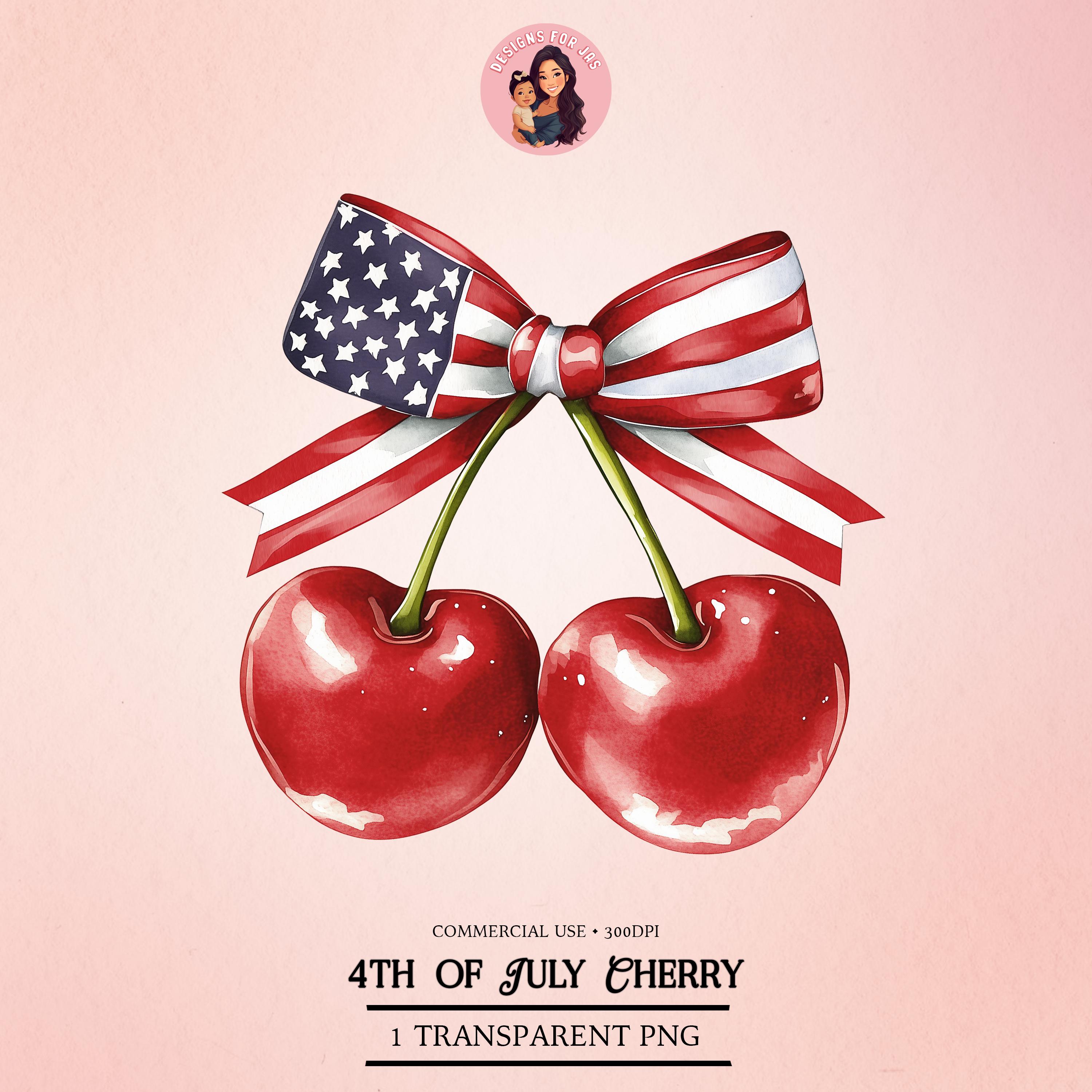 Coquette 4th July Cherry PNG: American Bow Clipart (digital Download ...