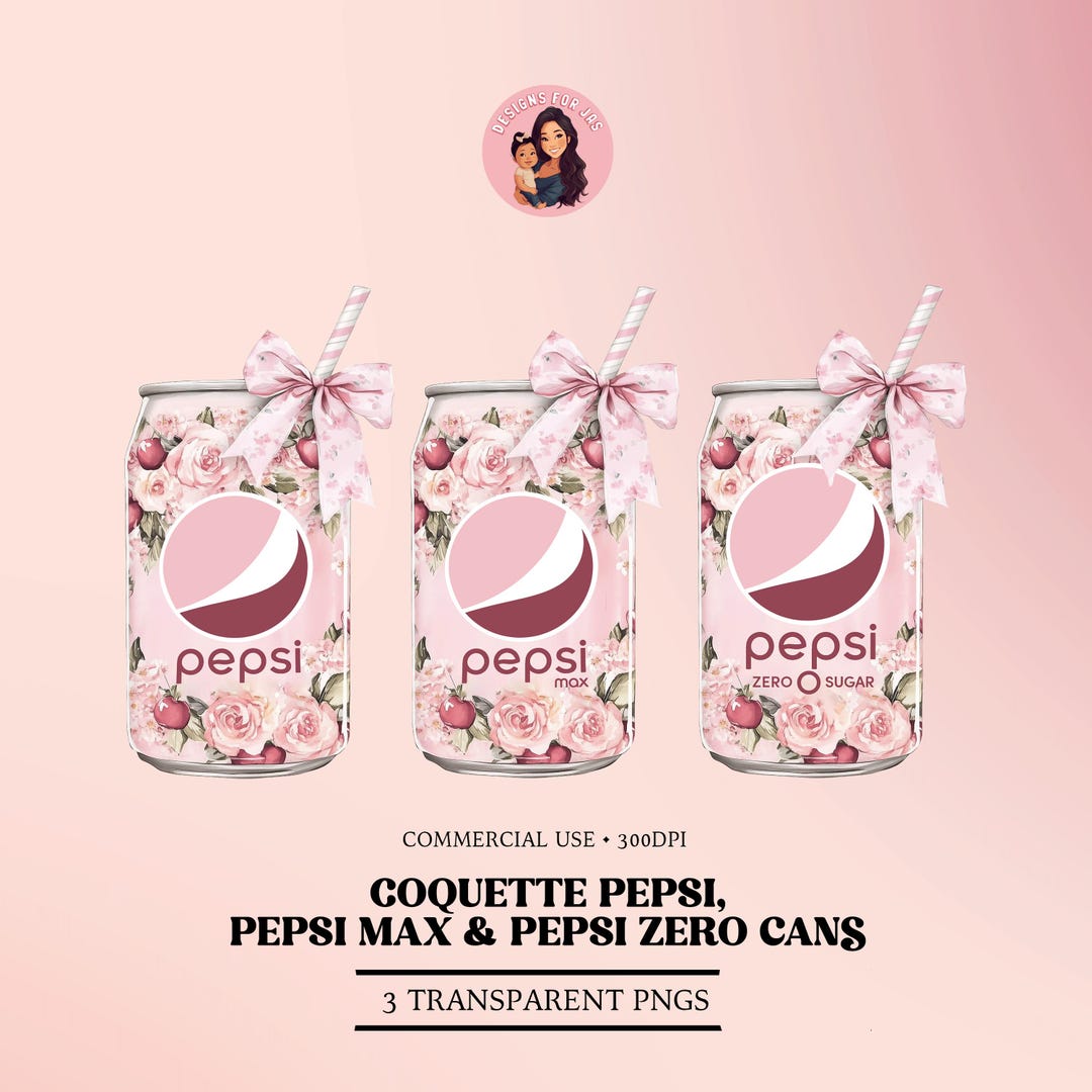Coquette Pepsi Can PNG Bundle: Pastel Pink Soda Clip Art (digital ...