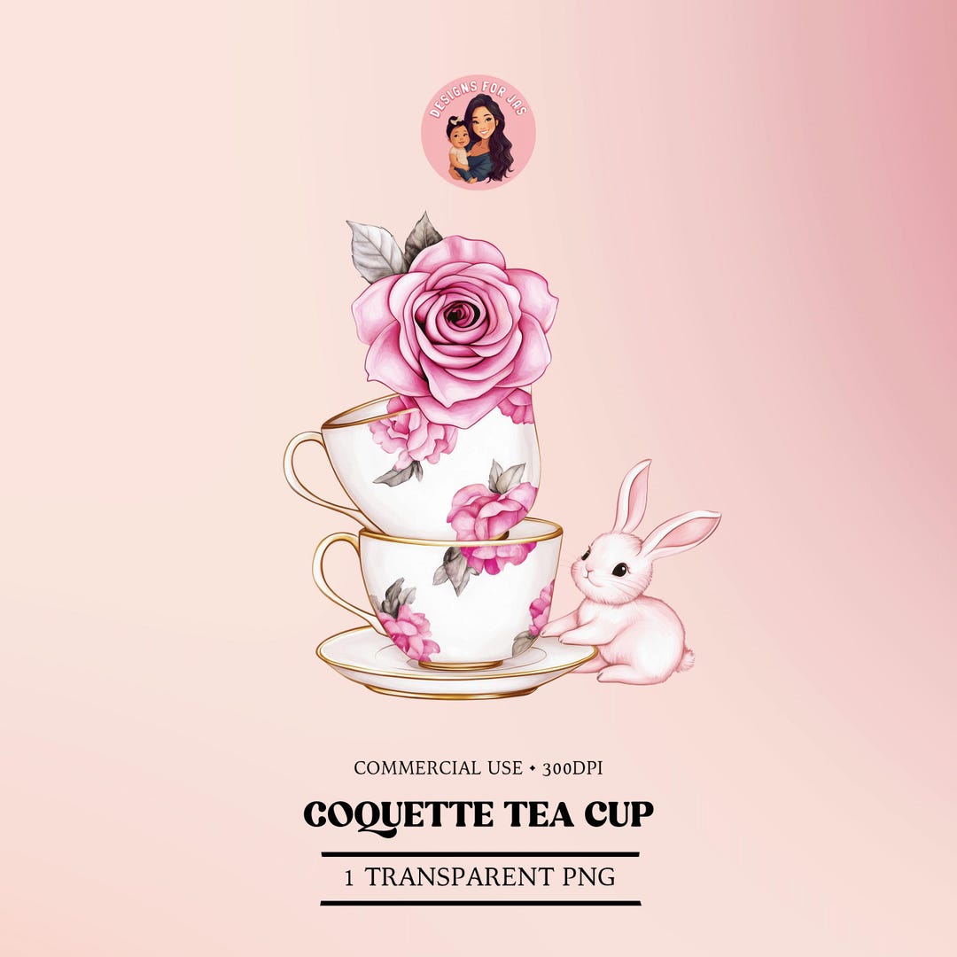 Watercolor Tea Cup PNG Kids Tea Party Clipart Vintage Floral Tea Cup ...