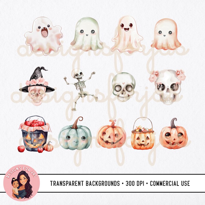 Cute Halloween Clipart Spooky PNG Cute Ghost PNG Kids Clipart Jack O ...