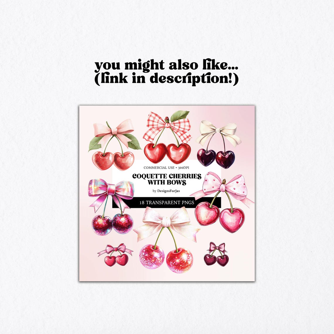 Coquette Strawberry Clipart: Pink Bow, Heart Jewel (PNG Digital ...