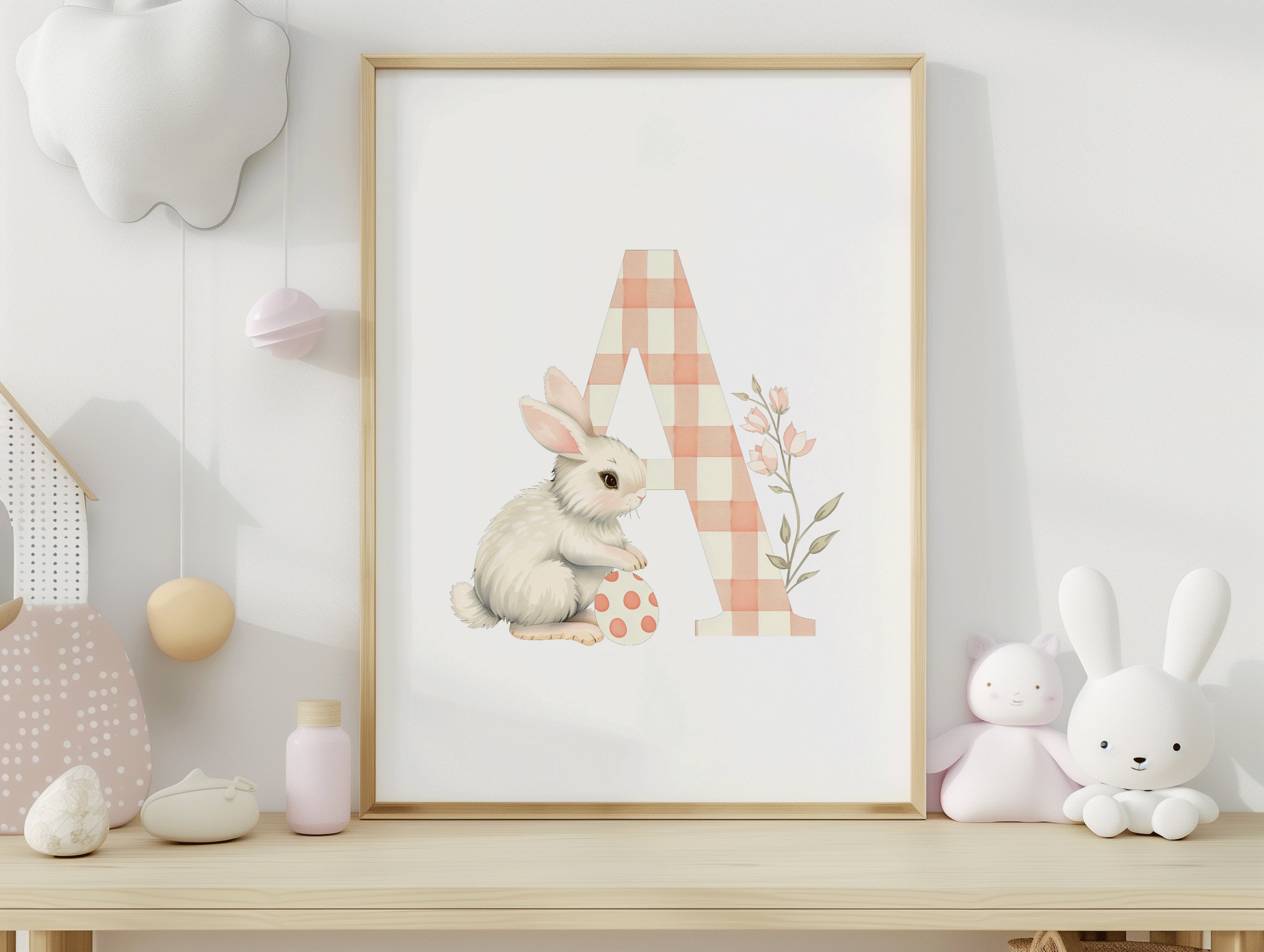Watercolor Easter Alphabet PNG Clipart: Bunny & Floral Letters (digital ...