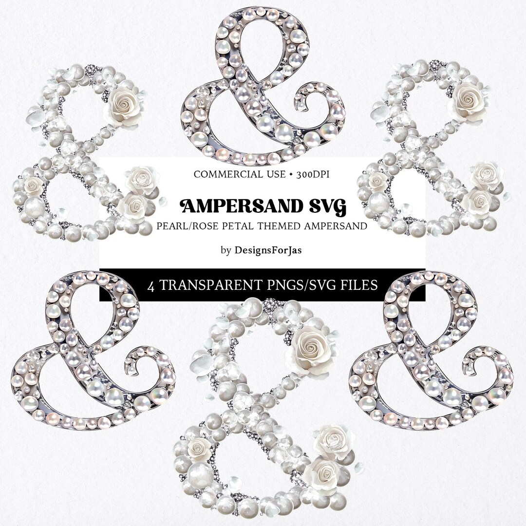 Ampersand SVG Ampersand PNG Wedding Invitation Clipart Pearls and ...