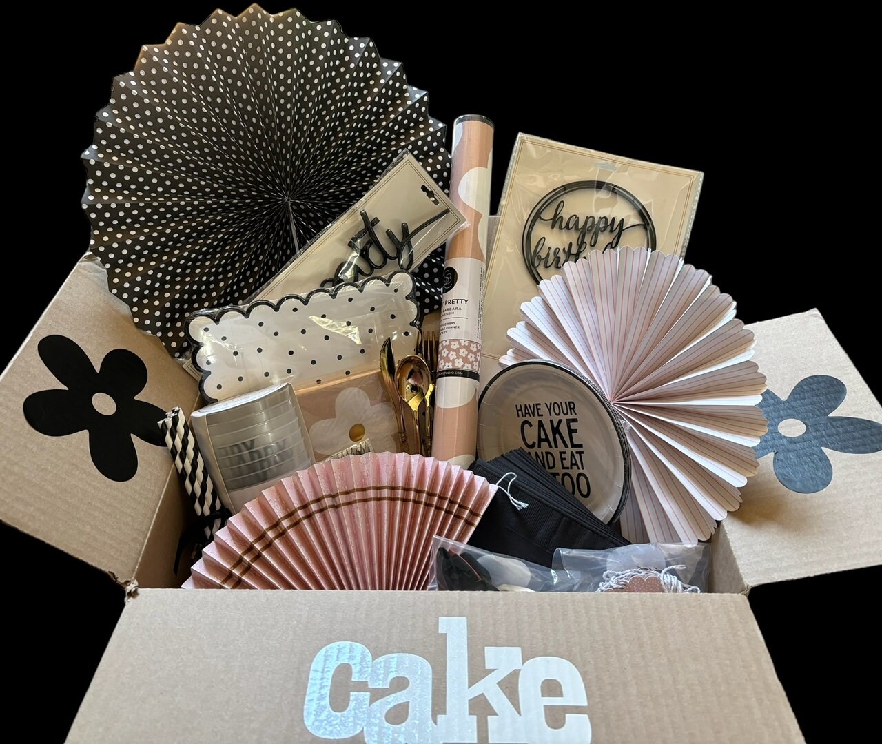 Blush, Black and White Themed Birthday to Go Box for 8 Guests - Etsy