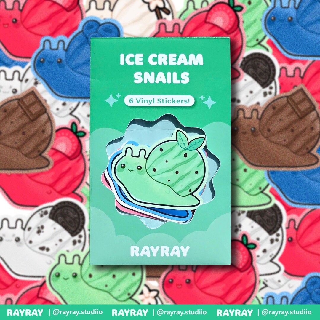 Ice Cream Snails: Vinyl Sticker Pack / Set - Etsy Australia