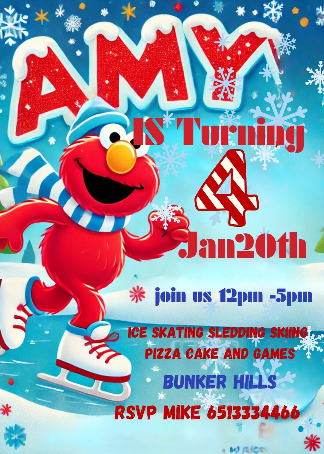 Elmo Editable Birthday Invitations - Etsy