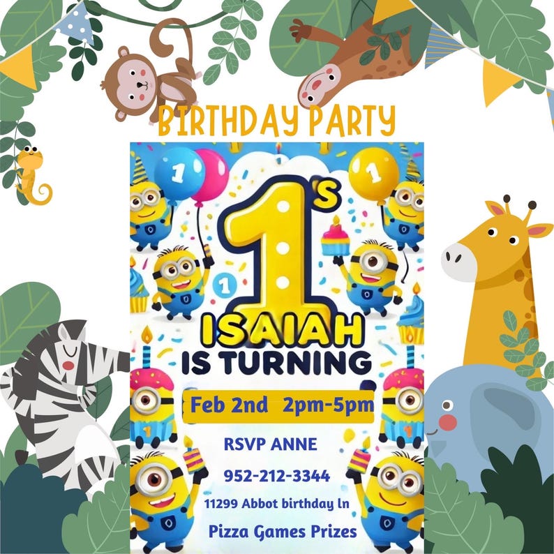 Editable Minions Birthday Party Invites - Etsy