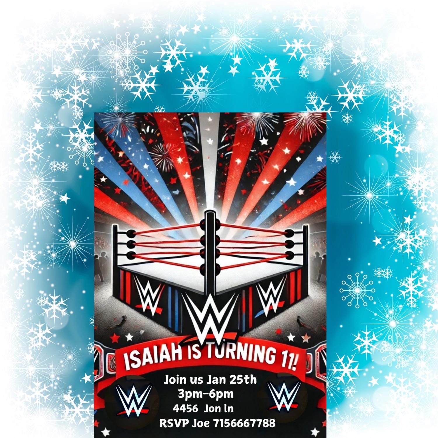 Editable WWE Birthday Invitations - Etsy