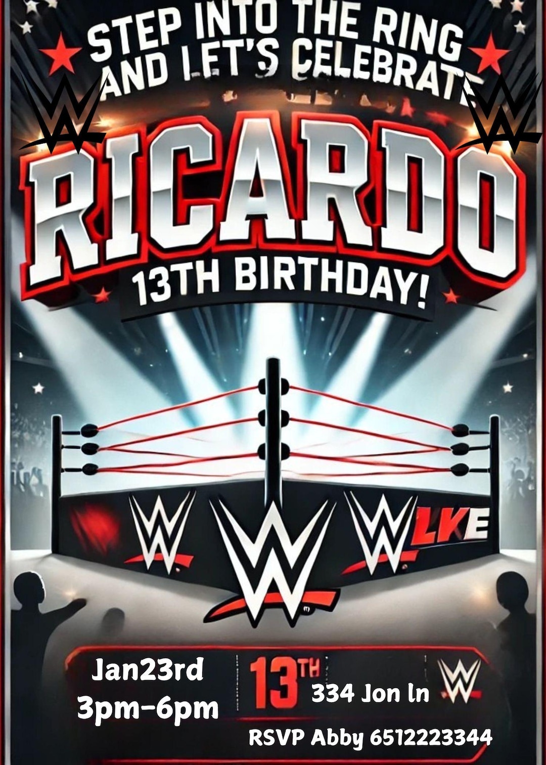 WWE Editable Birthday Invitations - Etsy