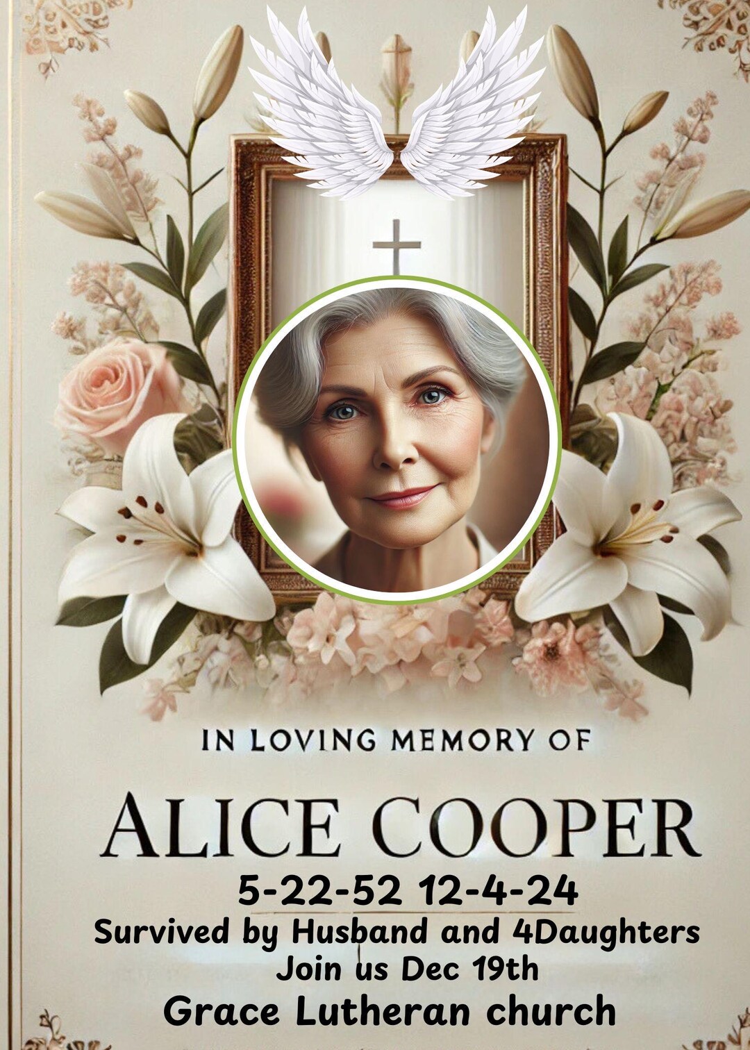 Editable Funeral Invitations in Loving Memory - Etsy