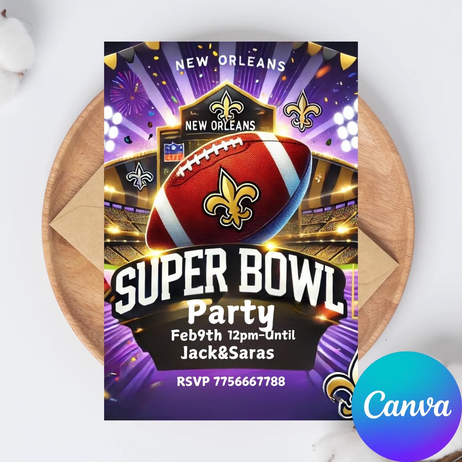 Editable Superbowl Party Invitation - Etsy